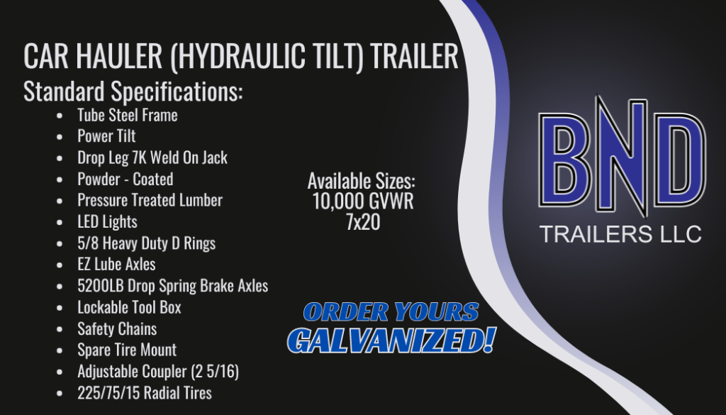CAR HAULER TRAILER (Hydraulic Tilt) – BND Trailers