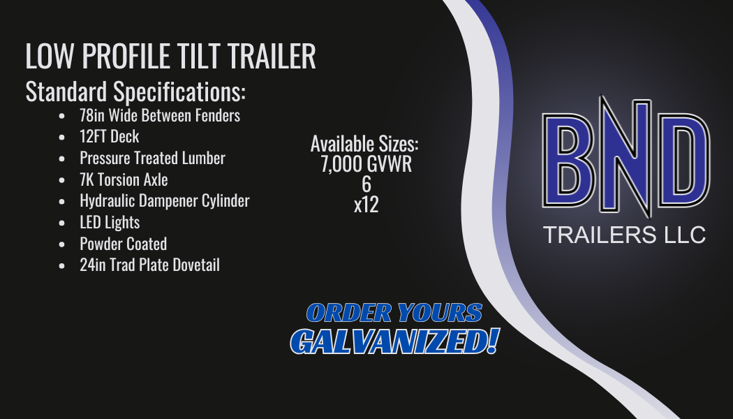 Low Profile Tilt Trailer Standard Specs – BND Trailers